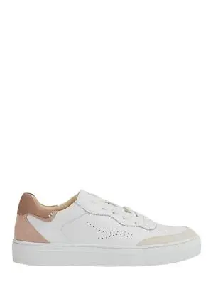 REISS Amanda Leather Low Top Sneakers - White/nude