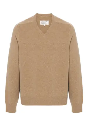 MAISON MARGIELA V-neck Wool Jumper - Neutrals