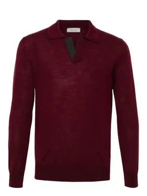 Canali Merino Wool Polo Shirt - Red