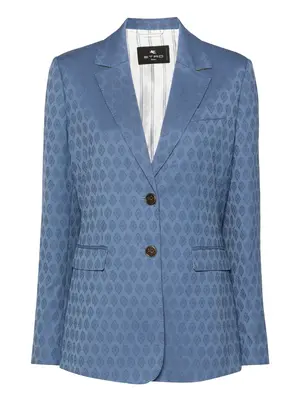 Etro Patterned Jacquard Wool Blazer - Blue