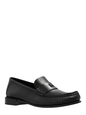 Max Mara Logo-appliqué Leather Loafers - Black