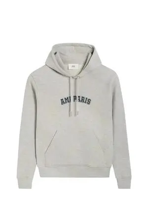 Ami Logo-print Cotton Hoodie - Grey