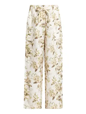 Zimmermann Floral Linen Trousers - Neutrals