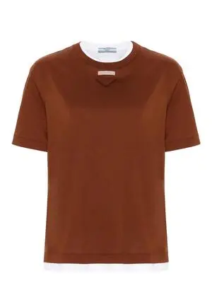 Prada Layered Cotton T-shirt - Tabacco