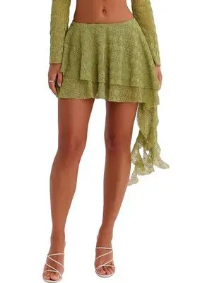 MISTRESS ROCKS Layered Knit Miniskirt - Lime