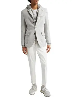 Eleventy Single-breasted Wool Knit Sport Coat - Light Gray Melange