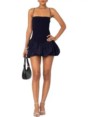 EDIKTED Bubble Hem Mini Dress - Navy