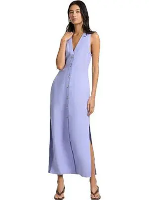 Onia Air Linen Button Down Maxi Periwinkle