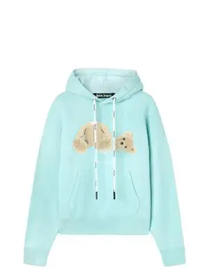 Palm Angels Bear Motif Hoodie - Light Blue/brown