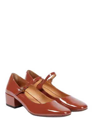 TOD'S Patent Leather Mary Jane Pumps - Brown