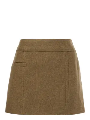 Victoria Beckham Wool Miniskirt - Brown