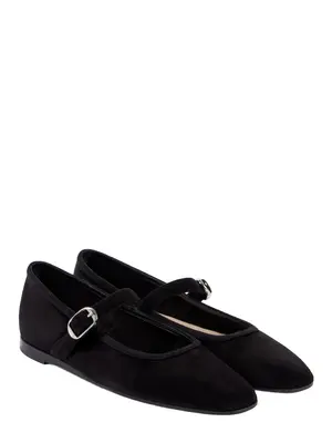 Le Monde Beryl Suede Mary Jane Flats - Black