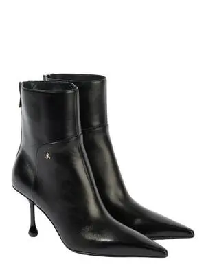 JIMMY CHOO Cycas 80 Leather Ankle Boots - Black