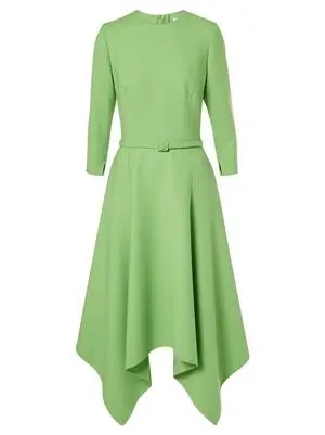Oscar De La Renta Asymmetric Wool-blend Midi Dress - Green