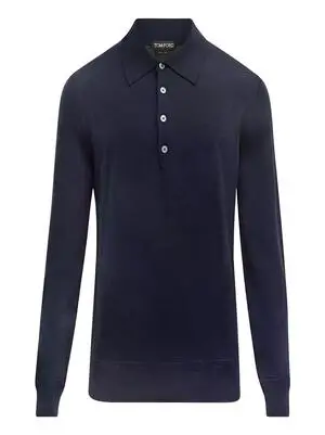 TOM FORD Apos;s Fine-gauge Wool Polo Sweater - Blue