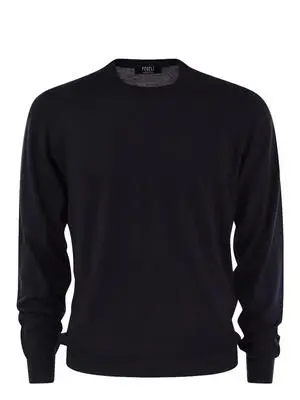 Fedeli Crew-neck Virgin Wool Sweater - Night Blue