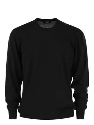 Fedeli Virgin Wool Crew-neck Sweater - Black