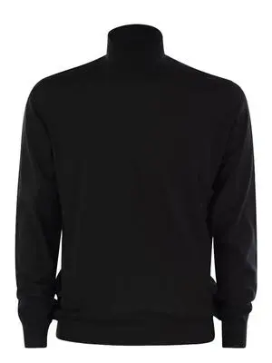 Fedeli Turtleneck Sweater In Virgin Wool - Black