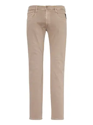 REPLAY Anbass Slim-fit Tapered-leg Stretch-cotton Trousers - Sand