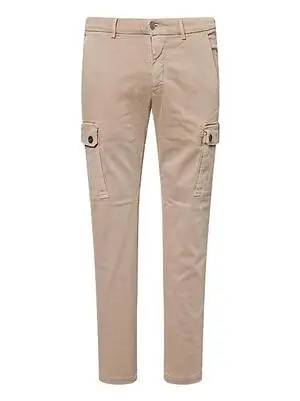 REPLAY Stretch-cotton Tapered-leg Trousers With Flap-pockets - Sand