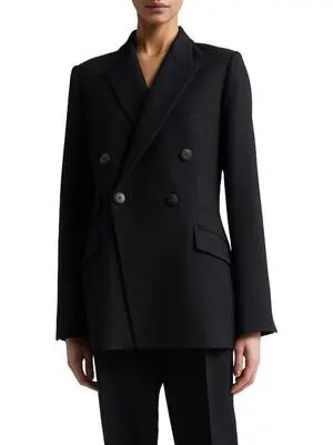 Partow Steph Double-breasted Virgin Wool Blazer - Black