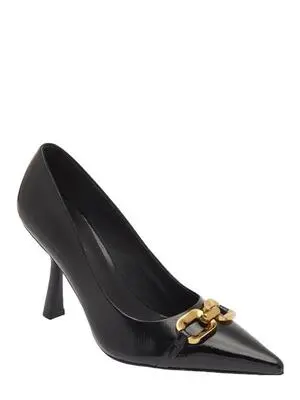 Jeffrey Campbell Jeffrey Campbell Authority Pointed Toe Pump Black Crinkle Patent/gold