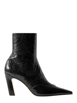KHAITE KHAITE Nevada Crinkled-Leather Ankle Boots