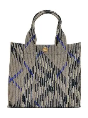 Burberry Mini Check Knitted Tote Bag - Grey