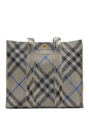 Burberry Check Knitted Medium Tote Bag - Neutrals