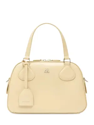 COURREGES Logo Plaque Leather Bowling Bag - Neutrals
