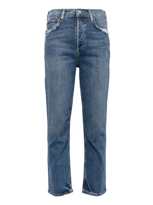 AGOLDE Riley Slim-fit Cropped Jeans - Blue
