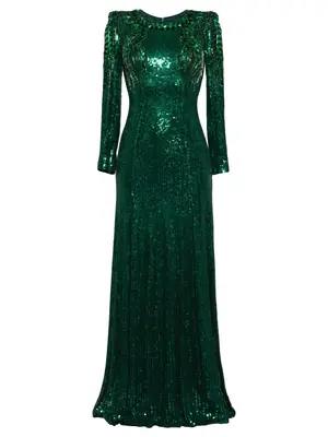 Jenny Packham Paloma Sequin-embellished Gown - Green