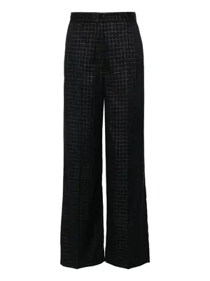 FORTE_FORTE Check Pattern Wide-leg Trousers - Black