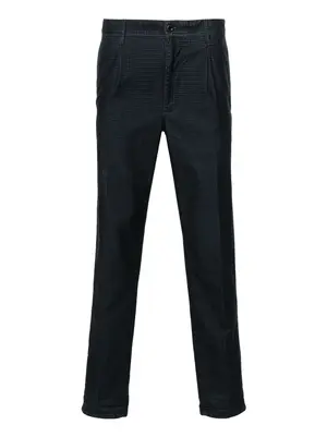 Incotex Herringbone-pattern Tapered Trousers - Blue