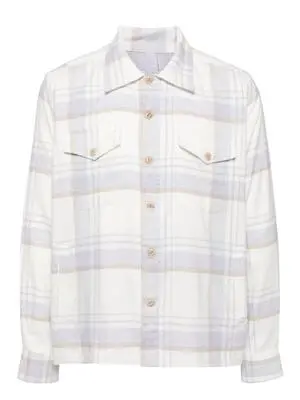 Eleventy Checked Cotton Shirt - White