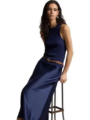 Ralph Lauren Ralph Lauren Double-Faced Satin Skirt Newport Navy