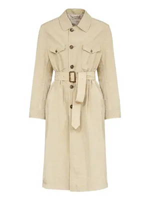 MAISON MARGIELA Canvas Belted Trench Coat - Neutrals