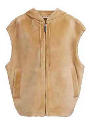Marni Hooded Shearling Waistcoat - Neutrals