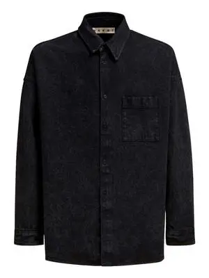 Marni Logo-patch Cotton Shirt - Black