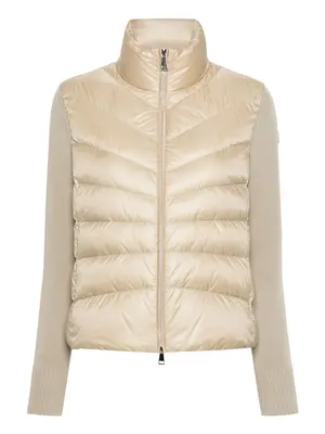 Moncler Knitted-sleeve Puffer Jacket - Neutrals