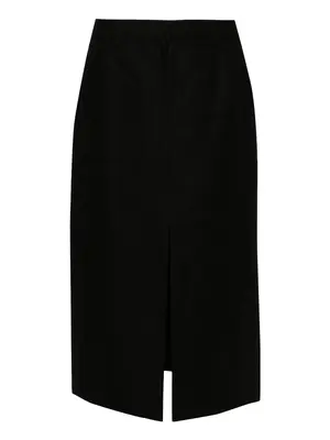 Theory Linen Midi Skirt - Black