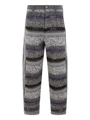 VITELLI Needle-punched Contrast Panel Trousers - Grey