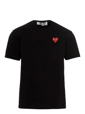 Play Comme Des Garcon Logo Patch T Shirt - Black