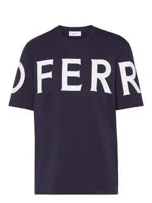 FERRAGAMO Logo Cotton T Shirt - Blue