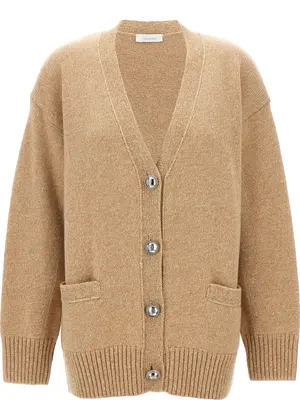 Rabanne Logo Buttons Cardigan - Beige