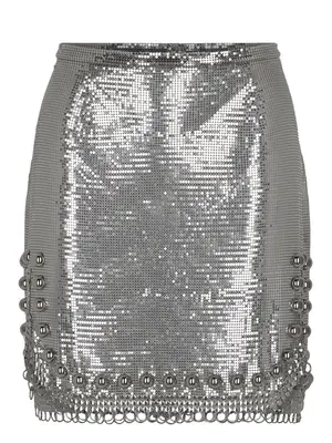 Rabanne Stud-embellished Mini Skirt - Silver