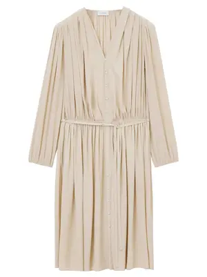 strapless open back dress ASYMMETRICAL SHIRT DRESS IN DRY SILK - Oat Milk - Dry Silk - Women main image 0