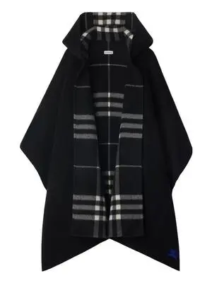 Burberry Reversible Check Cashmere Cape - Black/calico