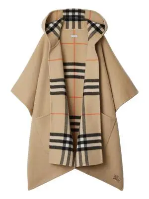 Burberry Reversible Check Cashmere Cape - Sand