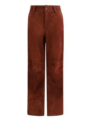SALVATORE SANTORO Suede Straight Leg Pants Red
